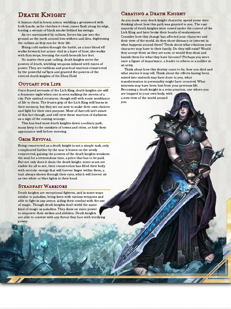 Death Knight Class Overview 5E | PDF | Runes