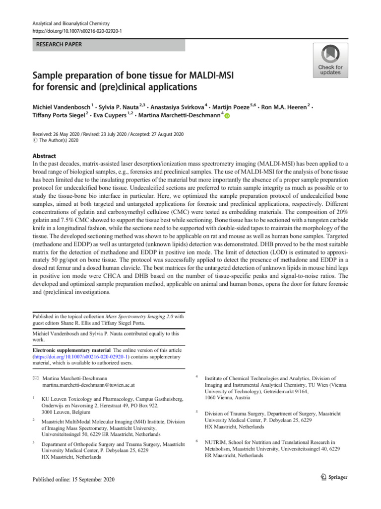 Optimized MALDI-MSI for Bone Tissue Analysis | PDF | Mass Spectrometry