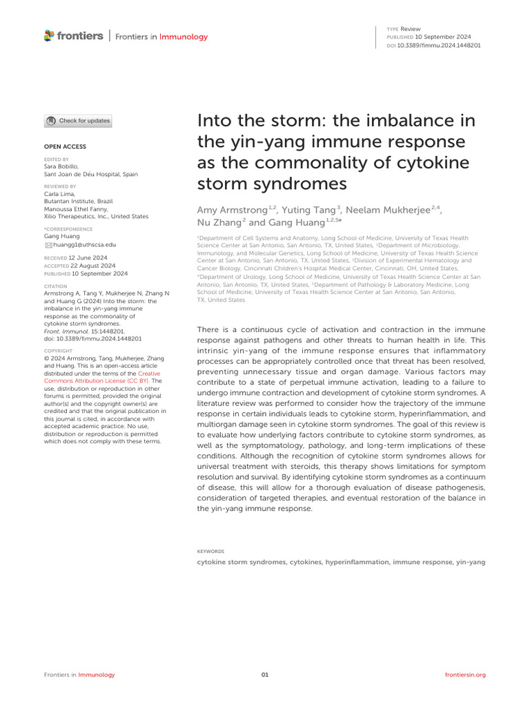 Into The Storm - The Imbalance in The Yin-Yang Immune Response As The ...