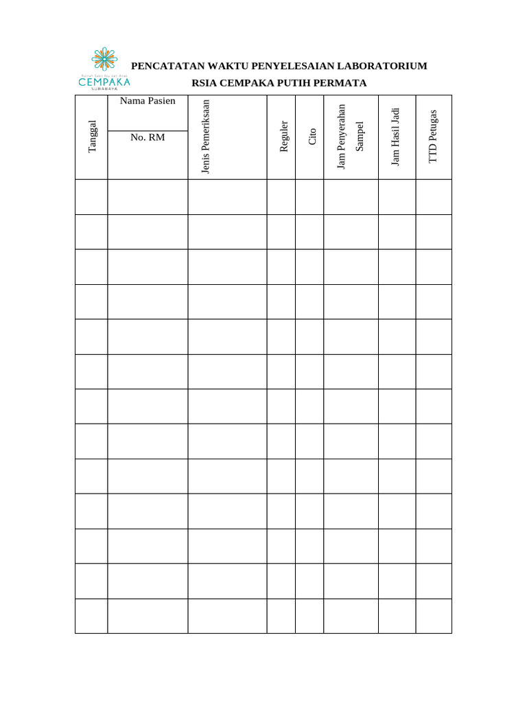 Pencatatan Waktu Penyelesaian Laboratorium | PDF