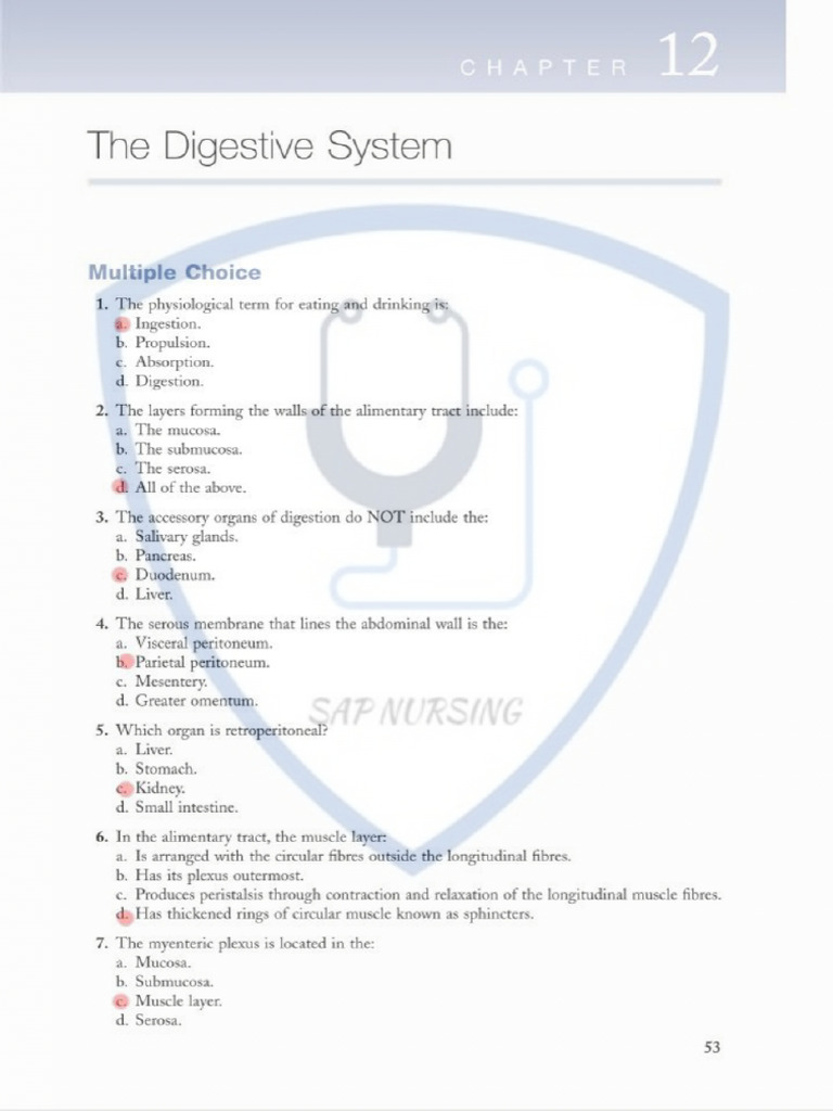 Digestive System MCQs | PDF