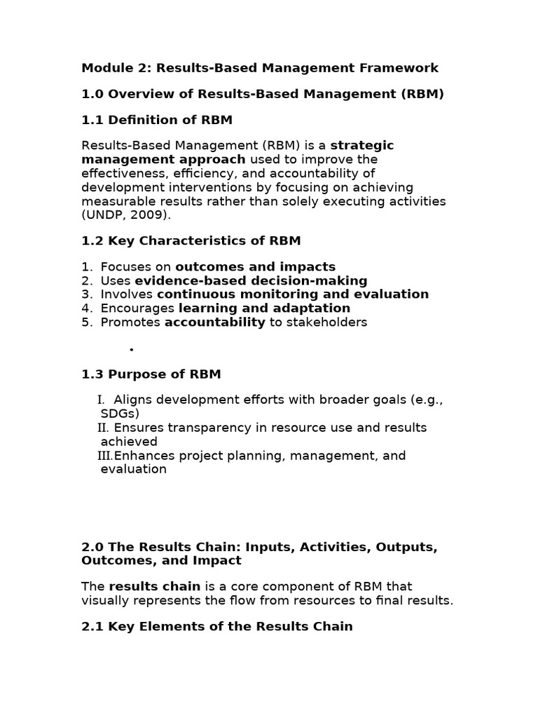 Module 2 Results-Based Management Framework | PDF | Economies