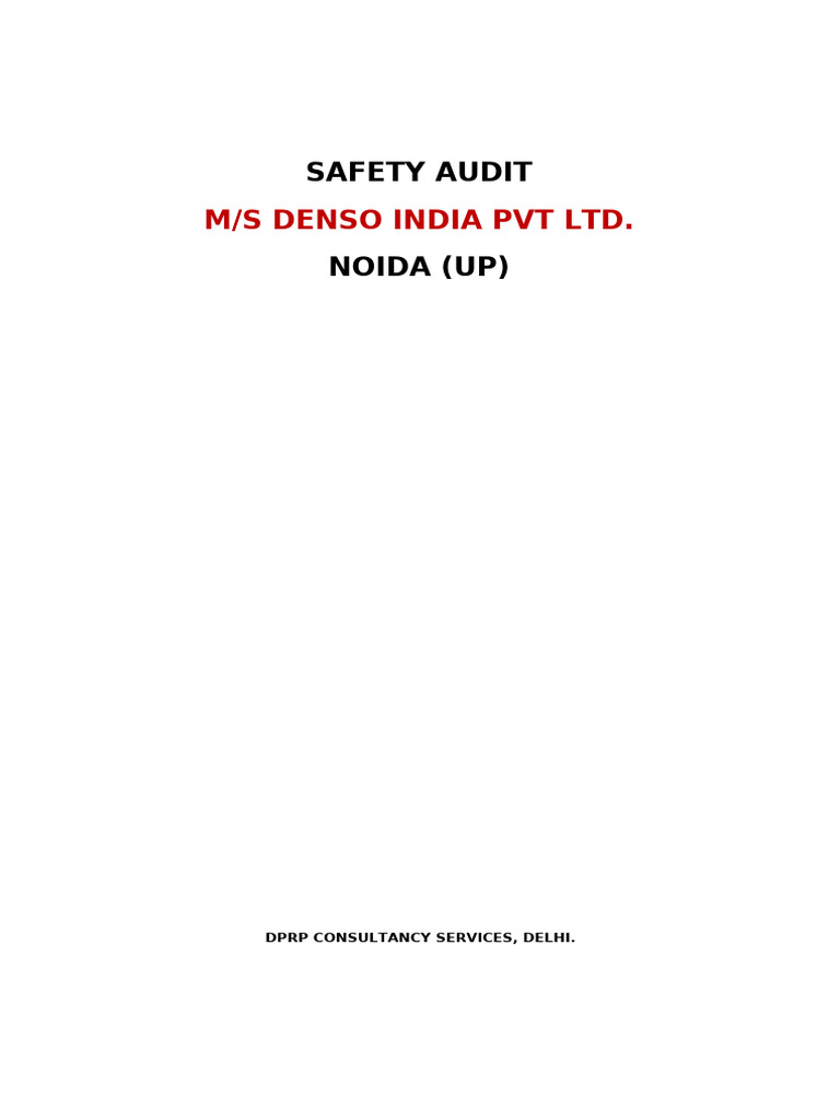 Safety Audit Report for Denso India | PDF | Safety | Occupational ...