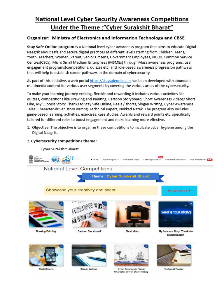 National Level Cyber Security Awareness Competitions by CBSE 2025 | PDF ...