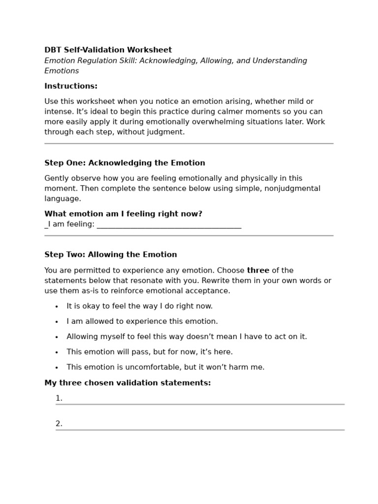 DBT Self Validation | PDF