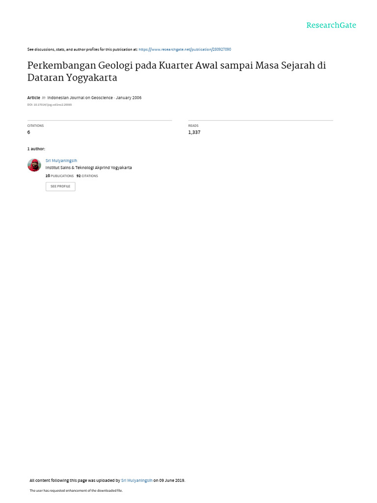 Geologi Dataran Yogyakarta Kuarter | PDF