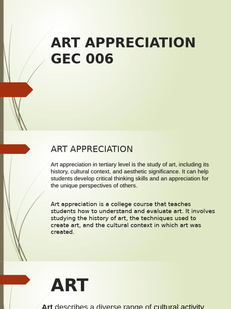 Understanding Art Appreciation in Education | PDF | The Arts | Visual ...