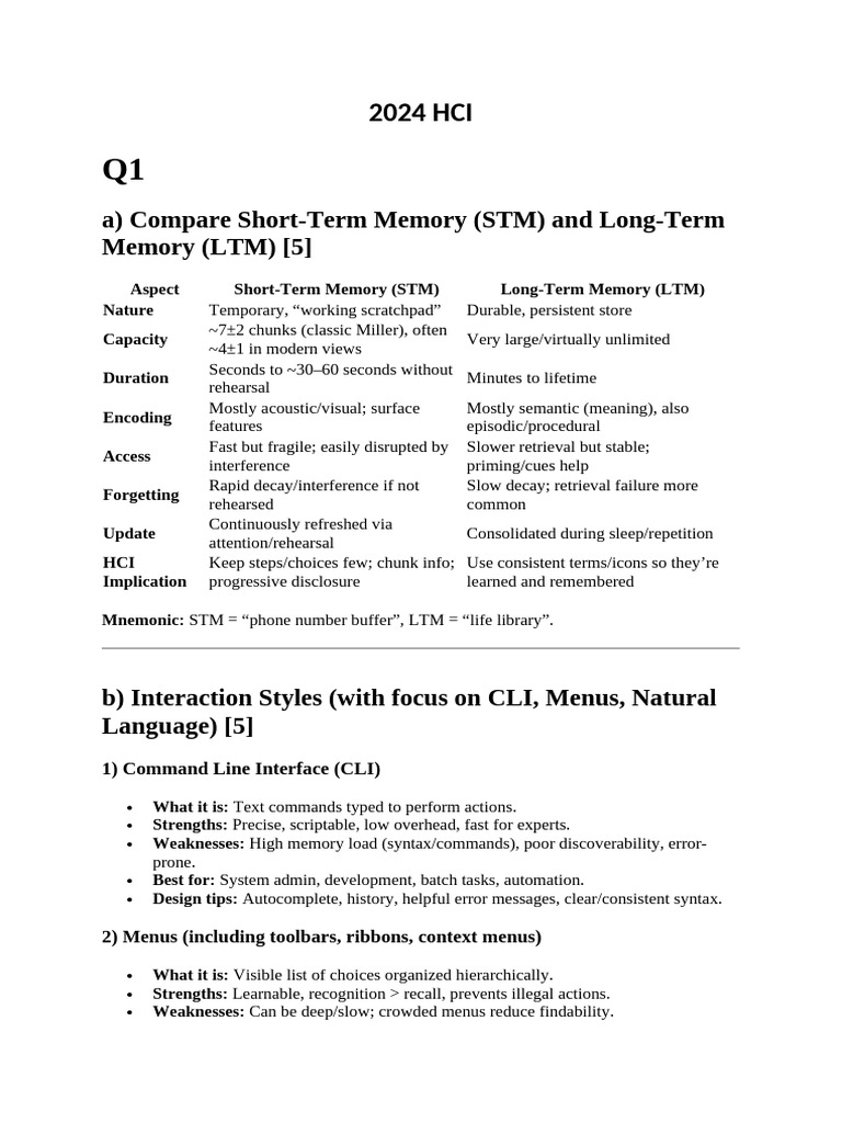 HCI Memory, Interaction, and Design Principles | PDF | Emotions | Human ...