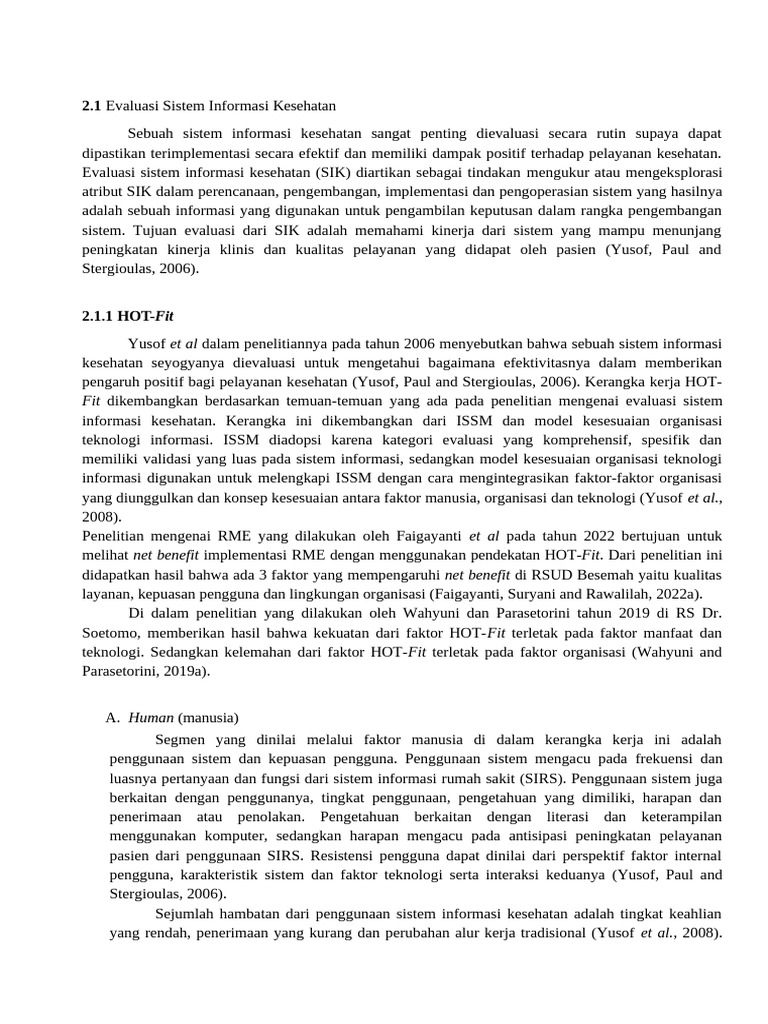 Evaluasi Sistem Informasi Kesehatan HOT-Fit | PDF