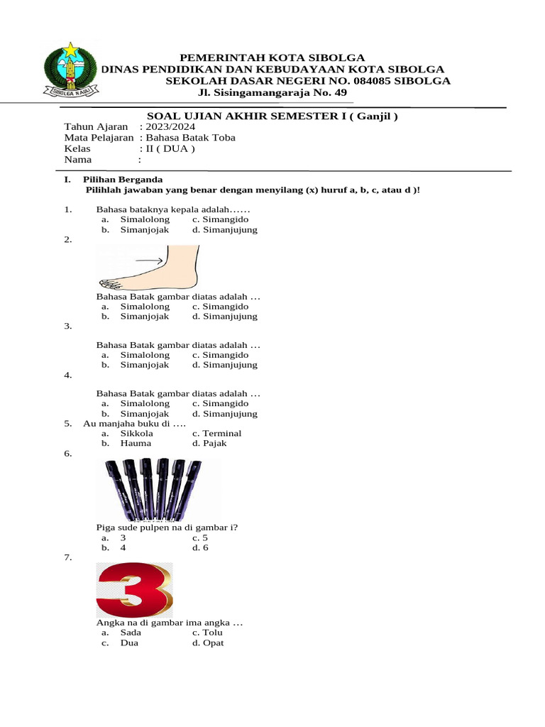 Soal BBT Kelas 2 Uas | PDF