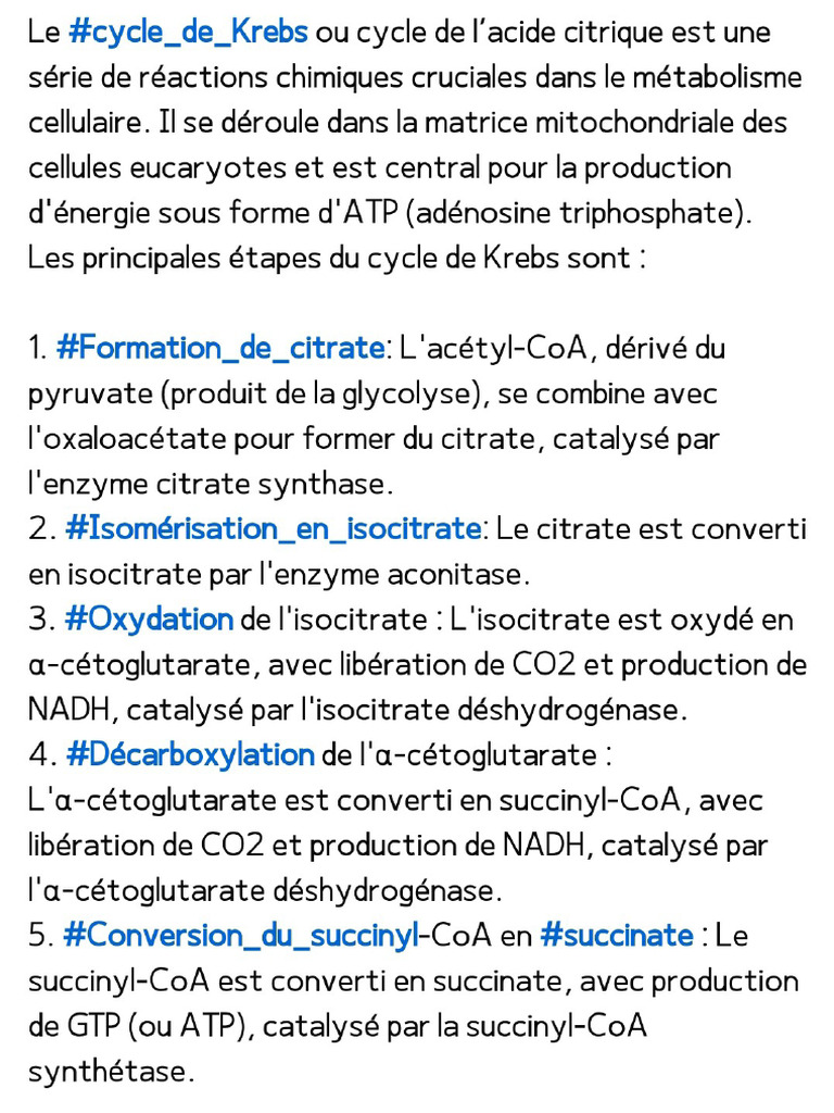 Le Cycle de Krebs | PDF