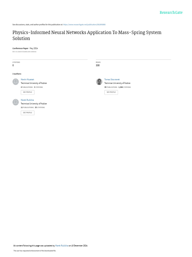 Physics-Informed Neural Networks for Mass-Spring Systems | PDF ...