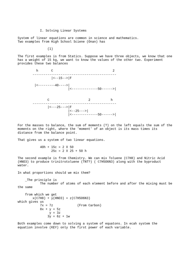 Hefferon Linear Algebra 1.1 | PDF | System Of Linear Equations | Equations