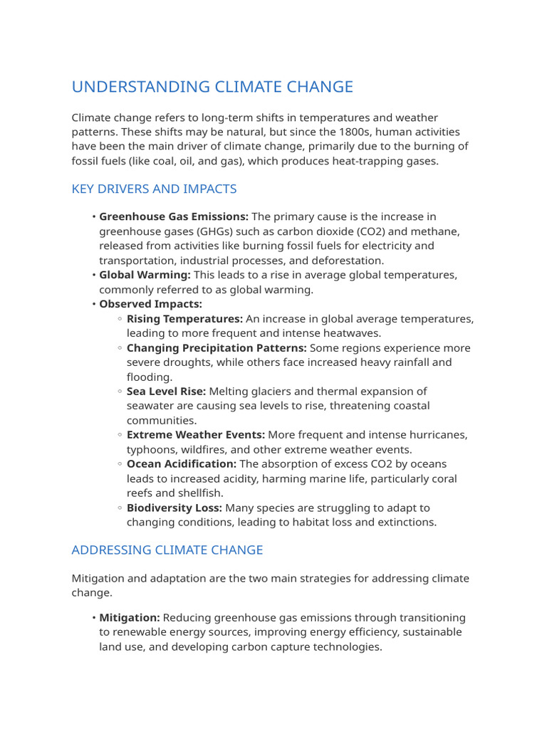Climate Change Summary | PDF