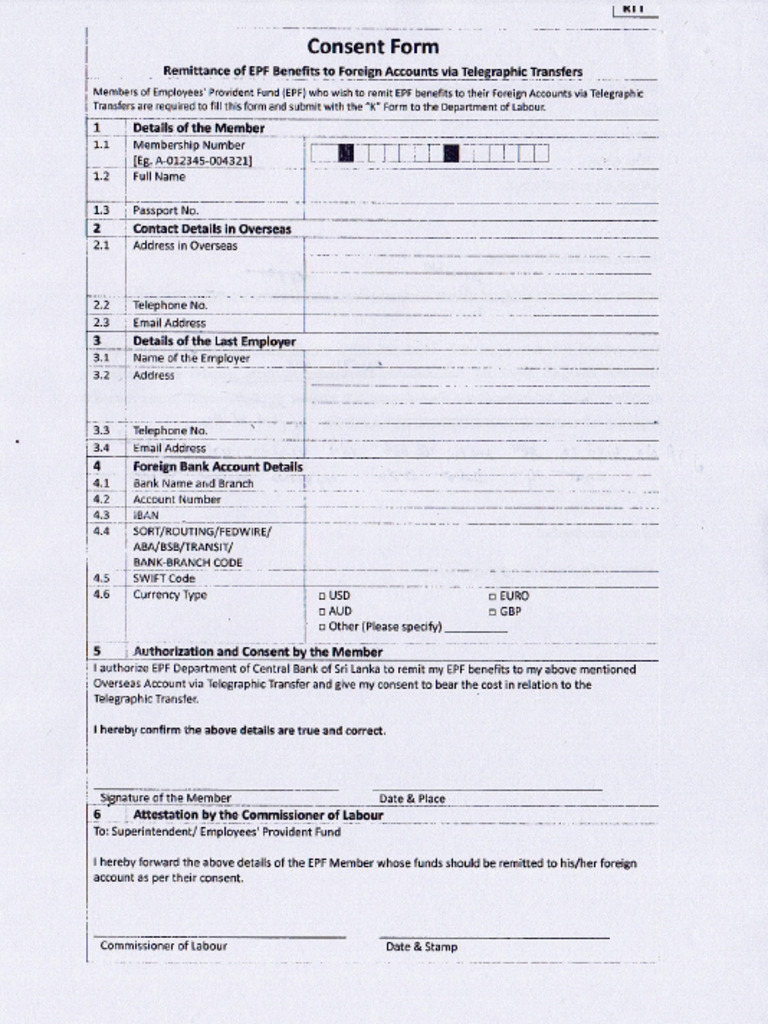 Remittance of EPF Benefits To Foreign Accounts Via Telegraphic ...