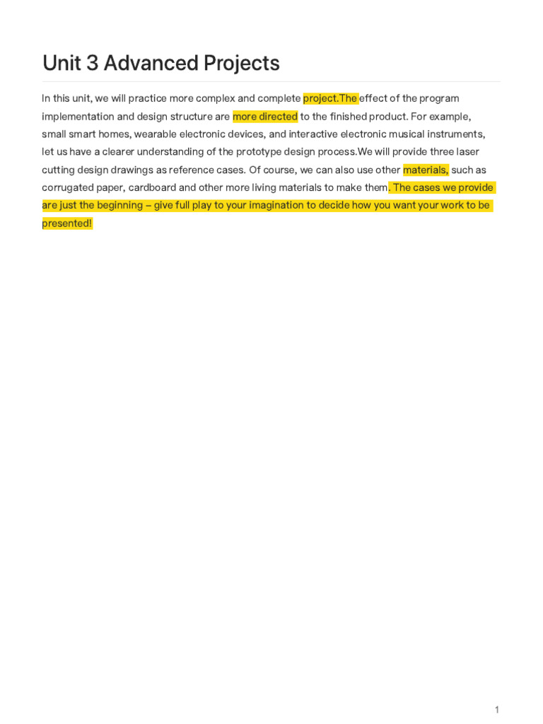 Unit 3 Advanced Projects | PDF