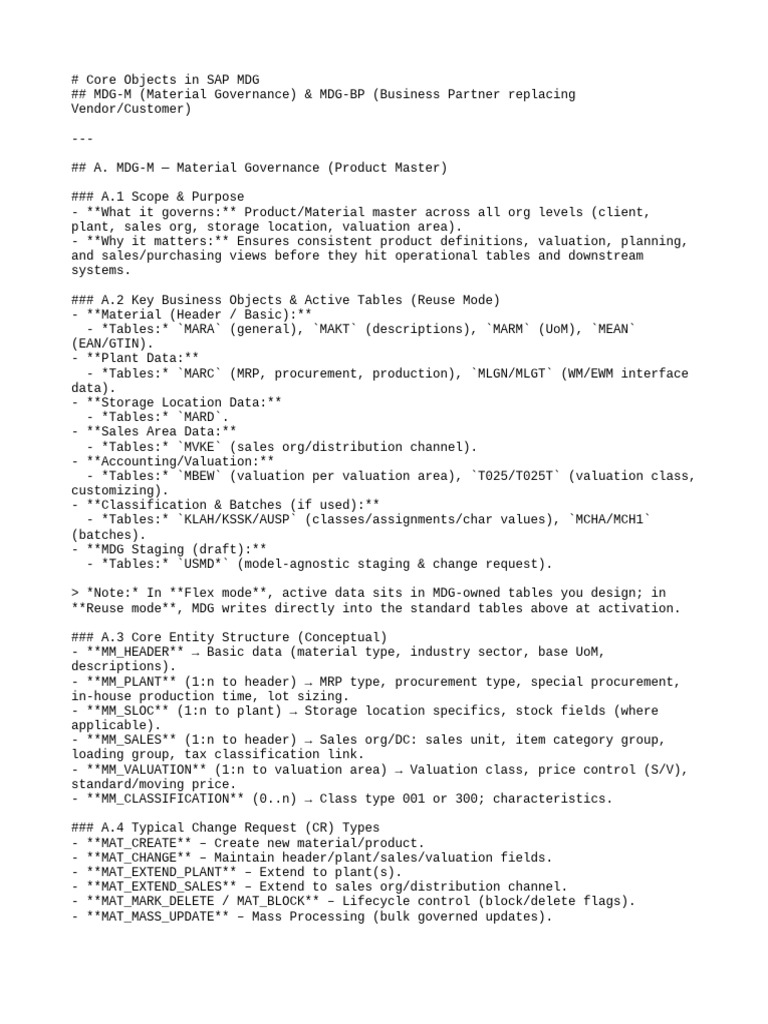 SAP MDG: Material & Business Partner Governance | PDF | Computing
