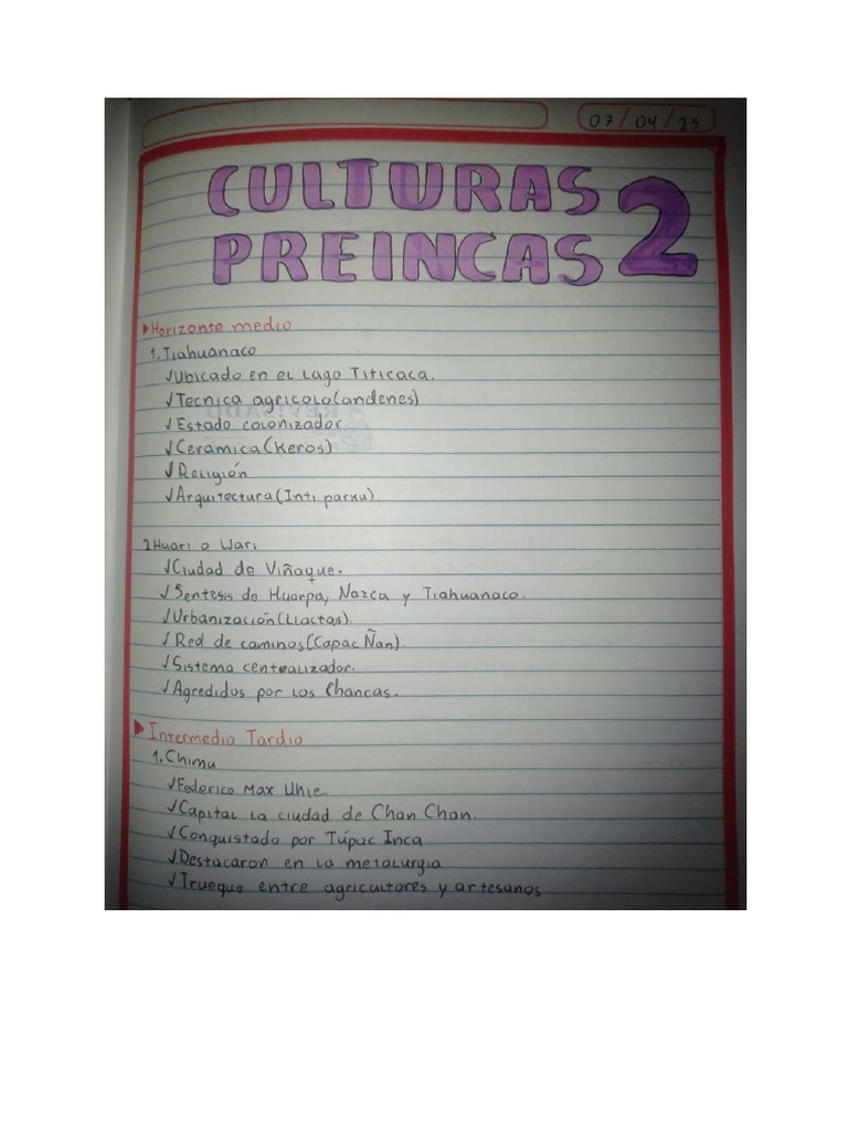 Culturas Preincas 2 - Apunte Unico | PDF