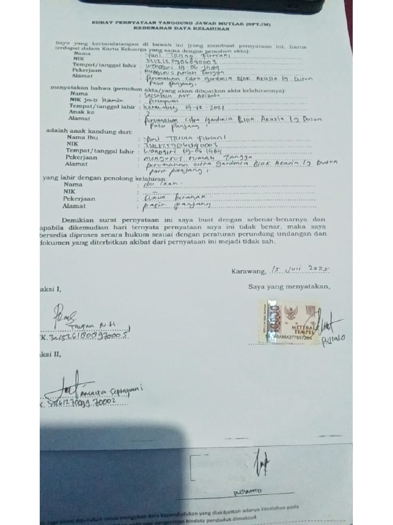 SPTJM Kelahiran | PDF