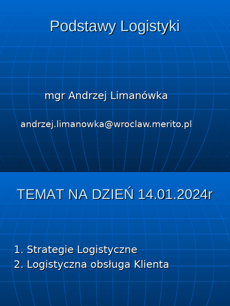 Podstawy Logistyki Wyk 2 | PDF