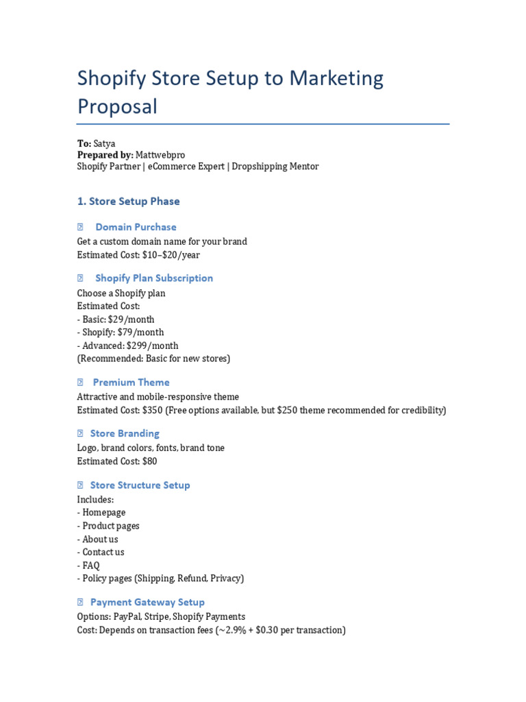 Shopify Store Proposal (Say) | PDF | Brand | Facebook