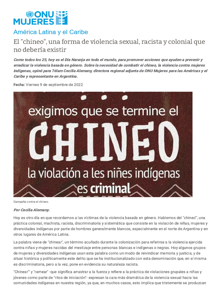Erradicación del Chineo en América Latina | PDF | Mujer | Violación