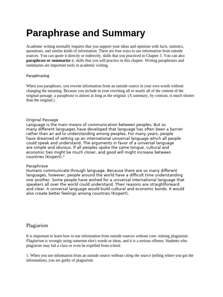 Paraphrasing and Summarizing Techniques | PDF | Communication | Plagiarism