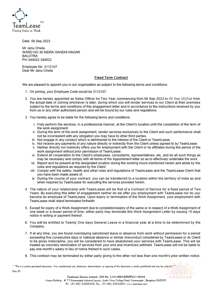 HDB Financial Services Offer Letter | PDF | Employment | Tax Deduction