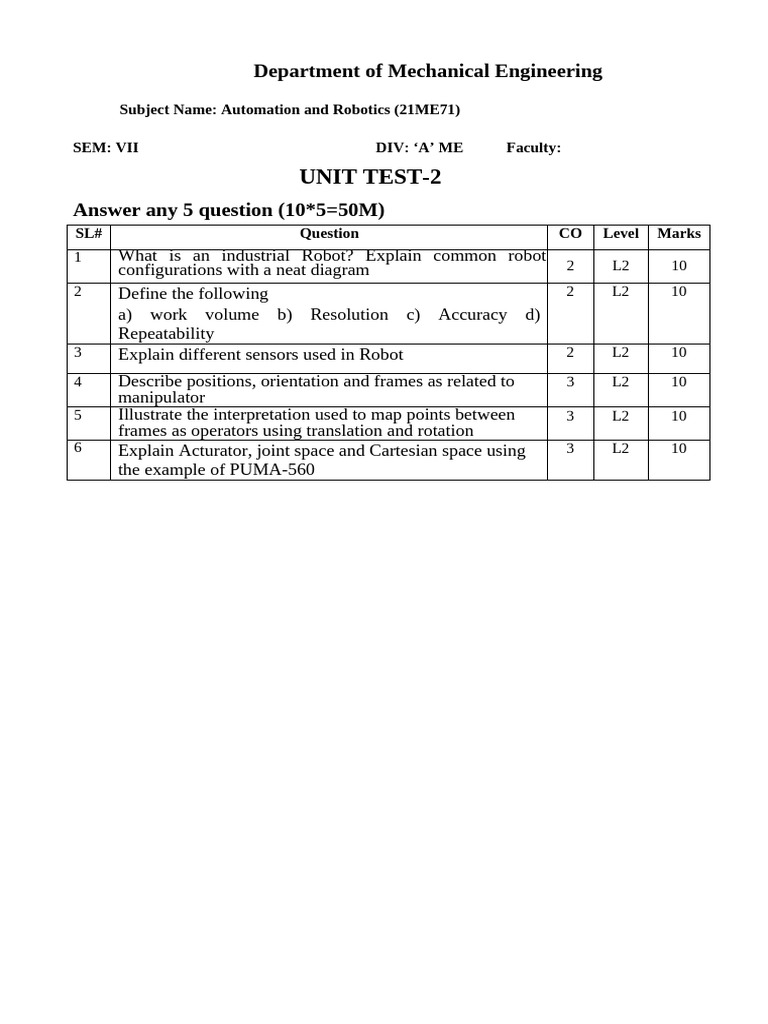Unit Test-2 - A&R | PDF