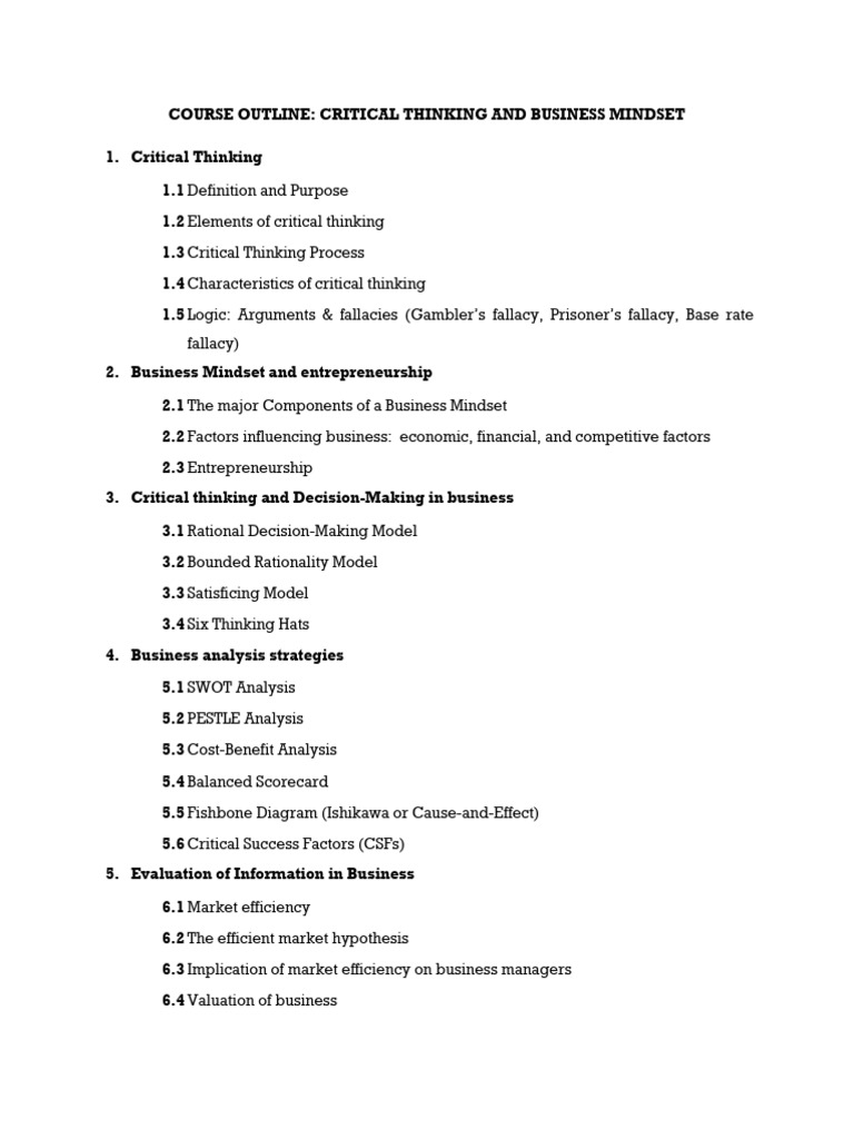 Critical Thinking in Business Mindset | PDF | Argument | Logic