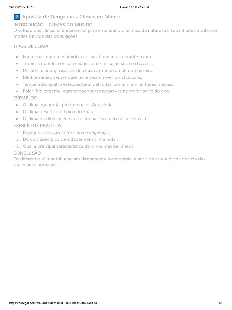 Climas do Mundo: Tipos e Exemplos | PDF