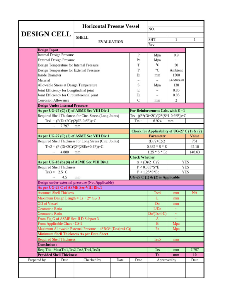 Horizontal Pressure Vessel Design Specs | PDF | Mechanical Engineering ...