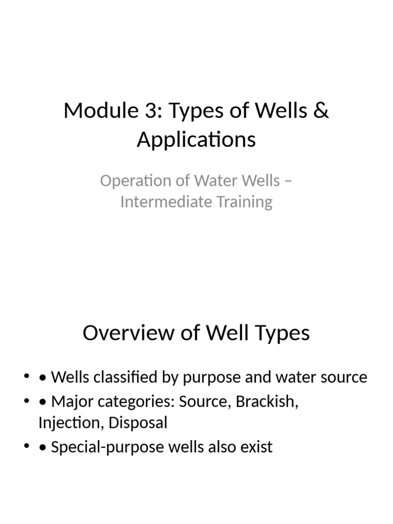 Module3 Types of Wells and Applications | PDF | Aquifer | Water