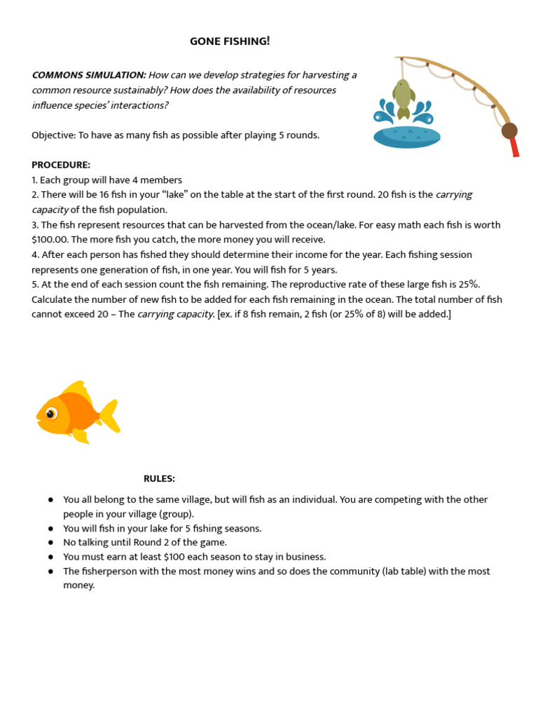 Gone Fishing!: Commons Simulation | PDF | Policy | Natural Environment