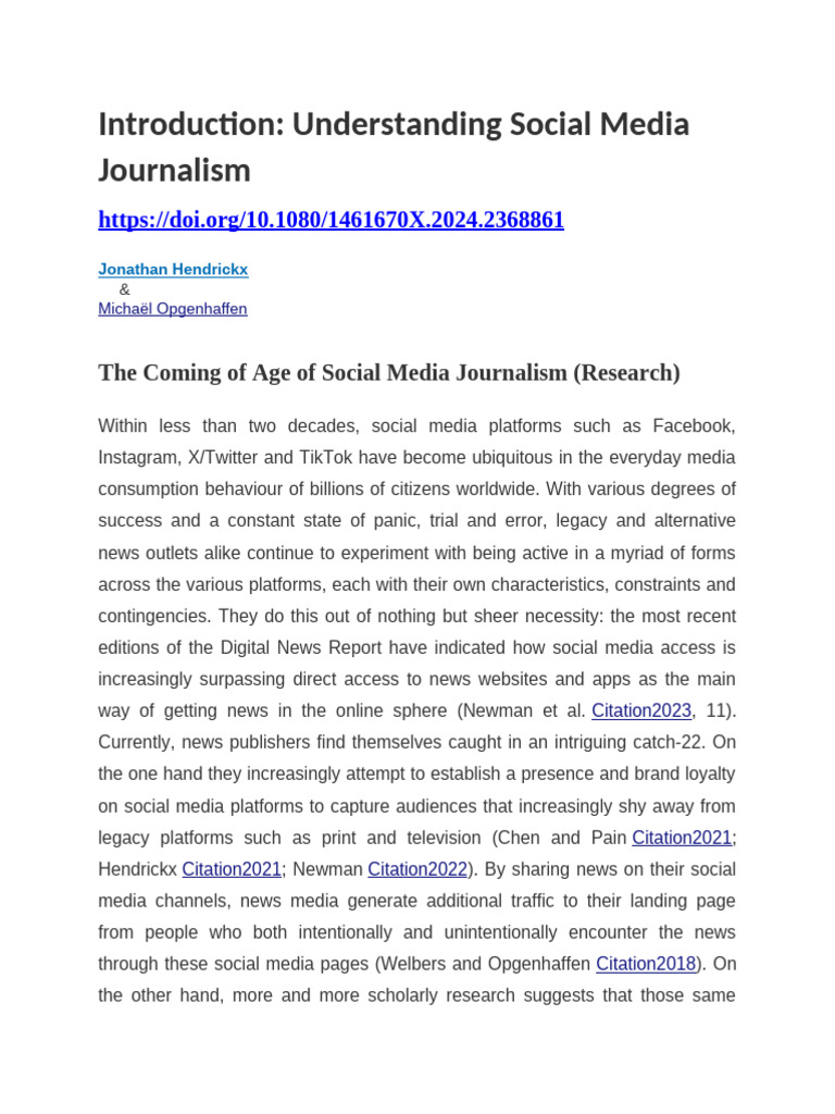 Social Media Journalism Research Insights | PDF | News | Social Media