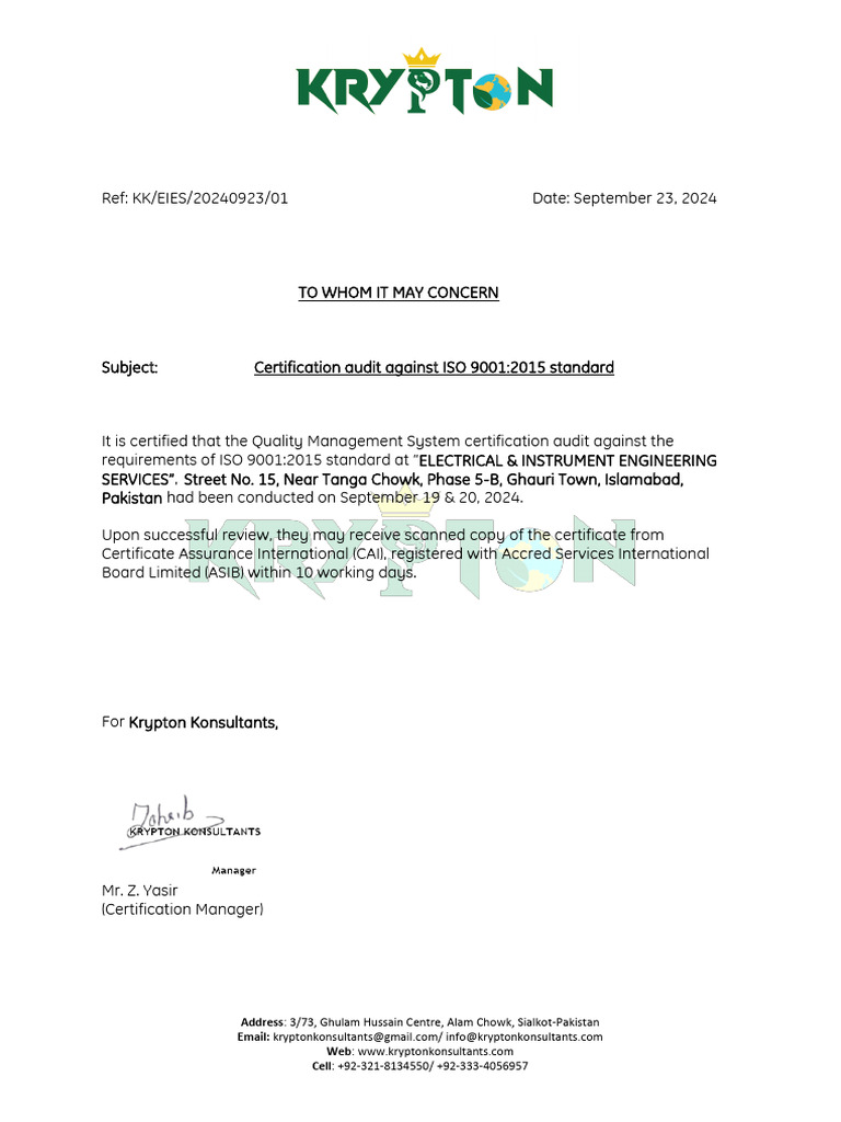 ISO 9001:2015 Certification Audit Report | PDF
