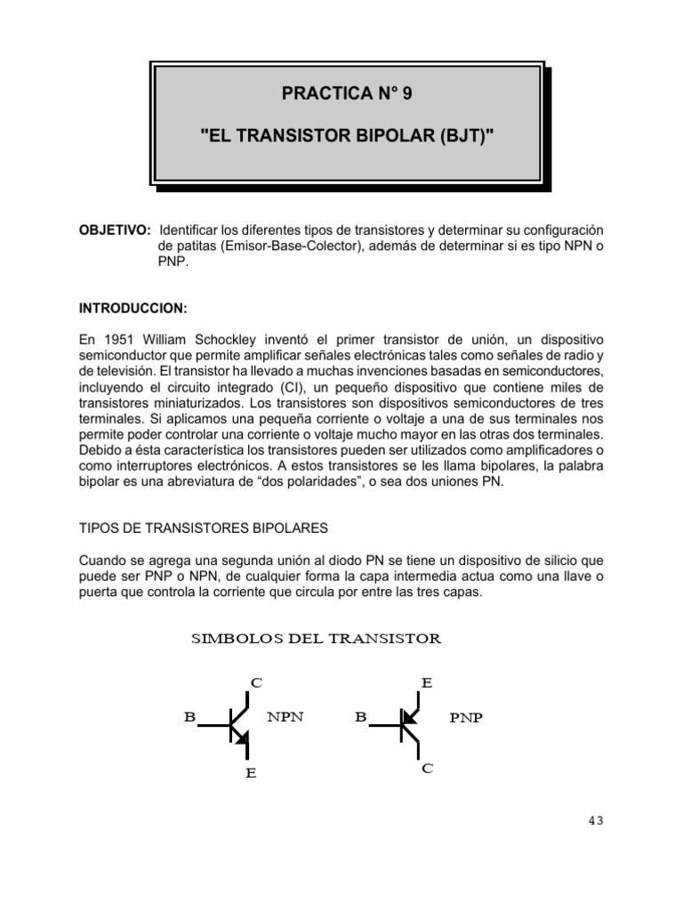 P9_EL TRANSISTOR BIPOLAR BJT | PDF | Transistor de unión bipolar | Transistor