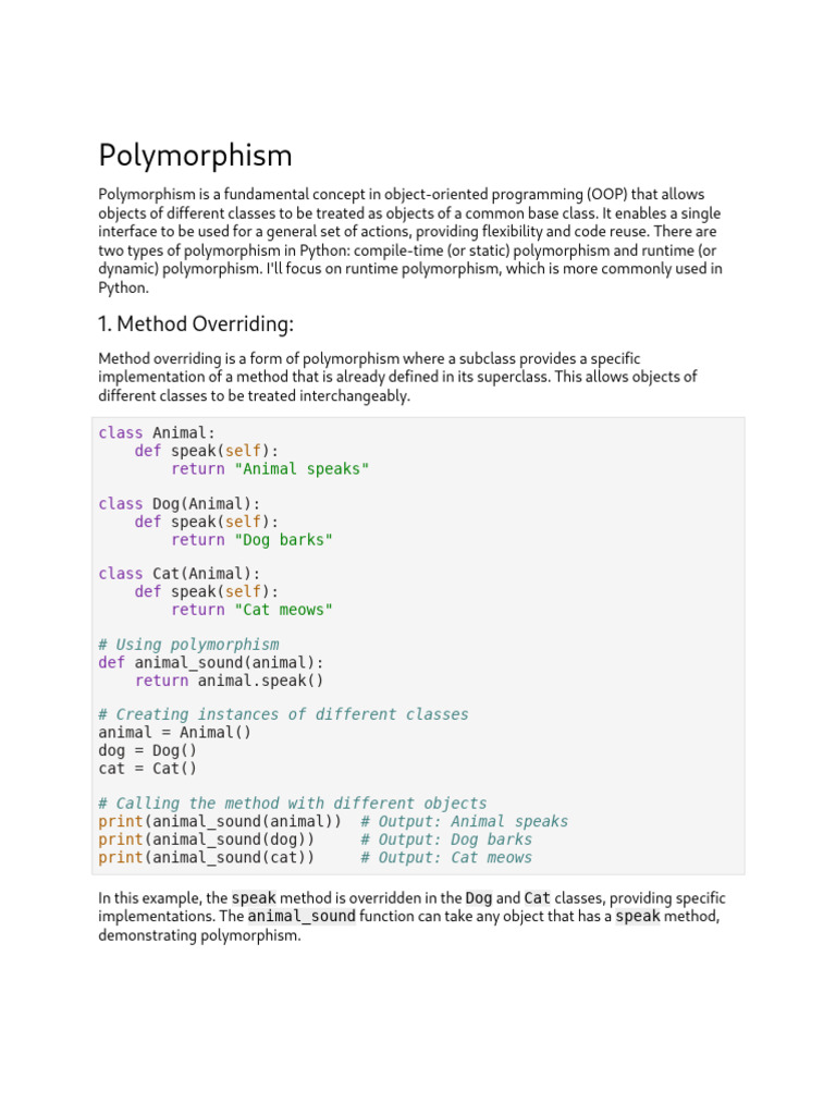 Lecture 8 Polymorphism, Access Modifier | PDF | Method (Computer Programming) | Class (Computer ...