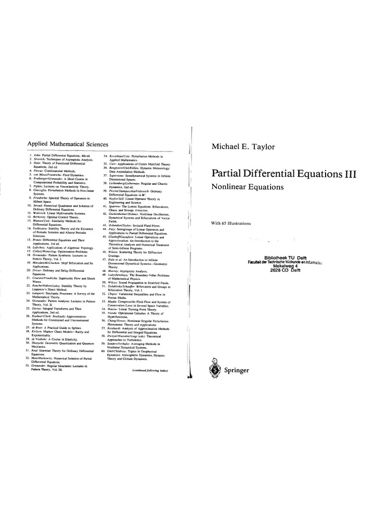 Partial Differential Equations 3 - Nonlinear Equations - M.E. Taylor (1996) WW | PDF