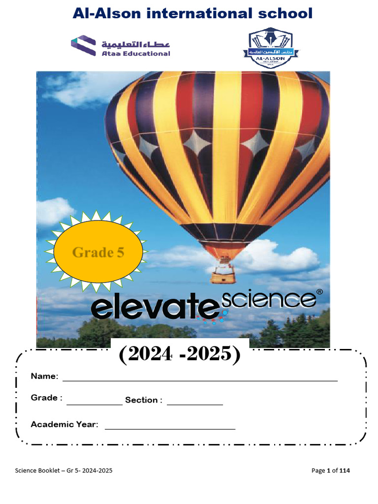 Elevate Science Booklet Grade 5 2024-2025 | PDF | Earth Sciences | Matter