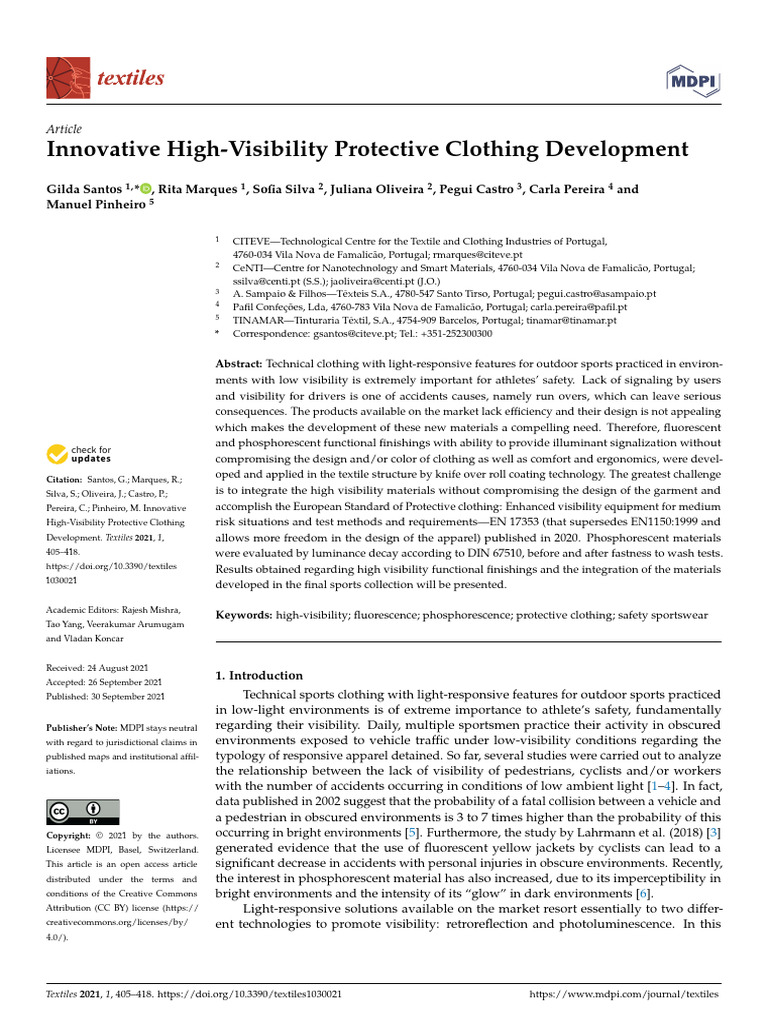 Innovative High-Visibility Protective Clothing Dev | PDF | Emission ...