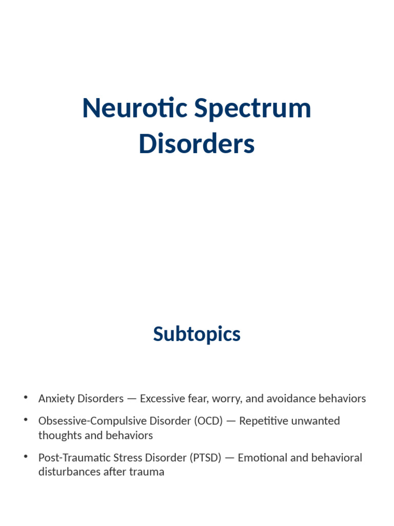 Understanding Neurotic Spectrum Disorders | PDF | Anxiety | Anxiety ...