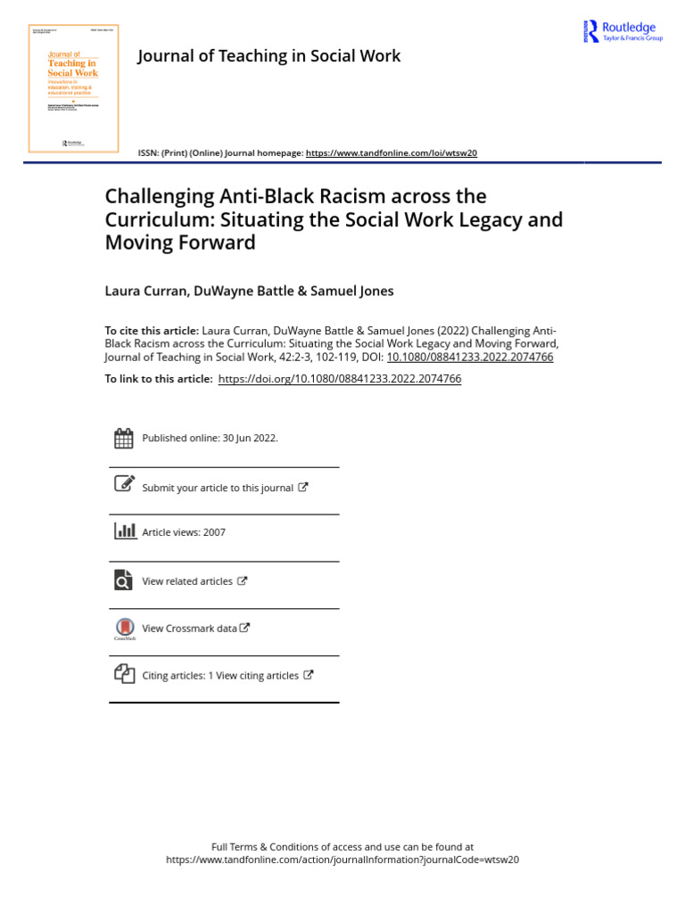 Challenging Anti-Black Racism Across The Curriculum Situating The ...