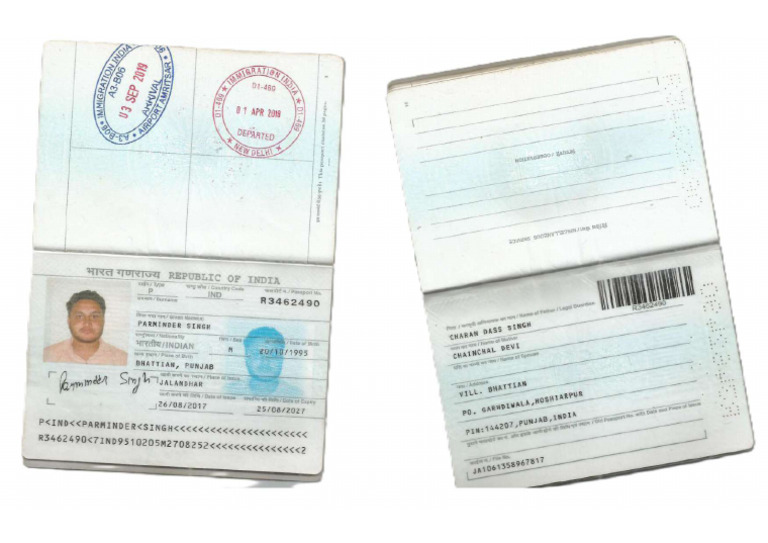 Parminder Singh Passport | PDF