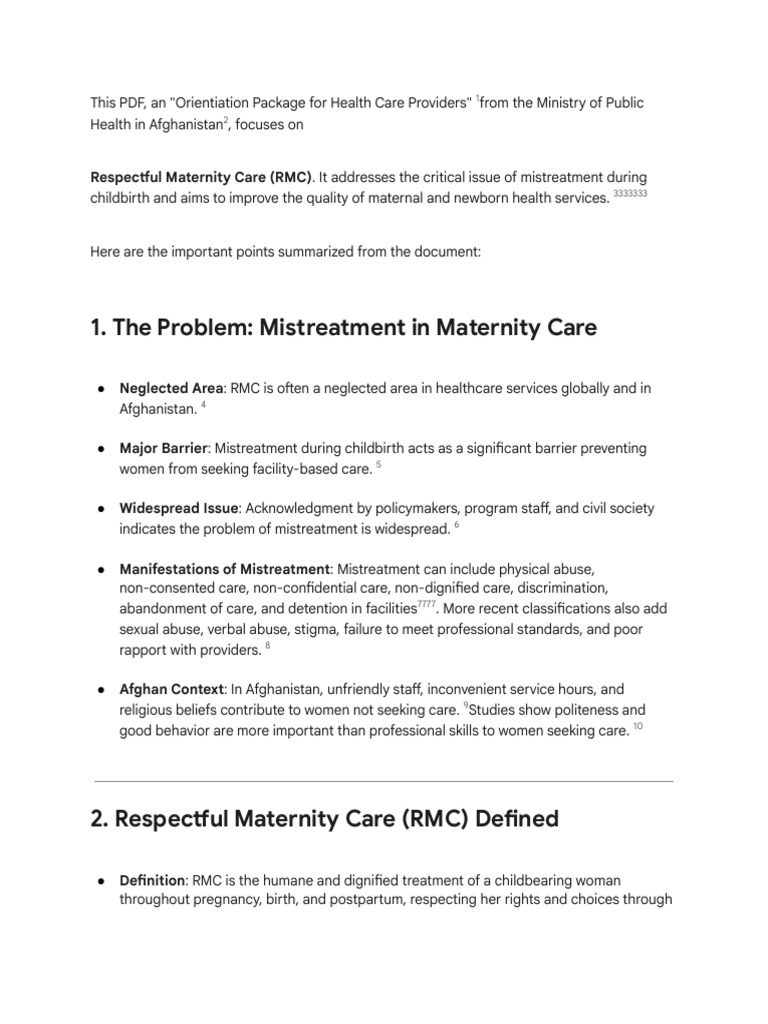 Respectful Maternity Care Guidelines | PDF | Mother | Pregnancy