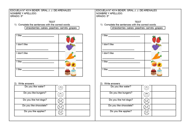 Food Preferences Test for Kids | PDF