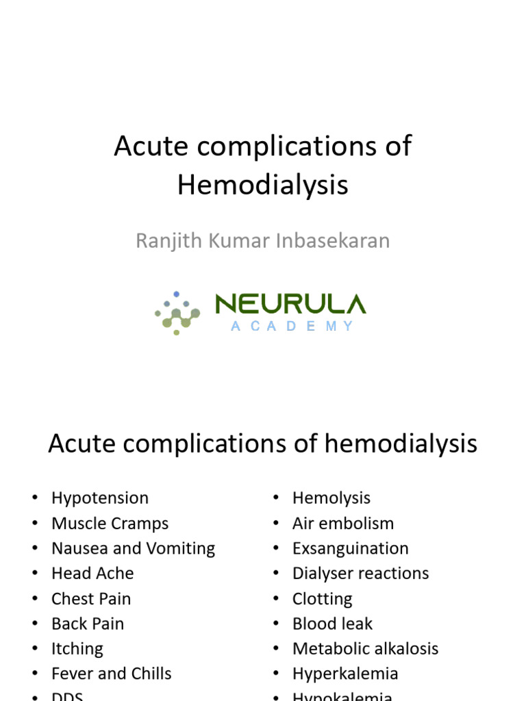 Acute Complications of Hemodialysis | PDF | Blood Pressure | Hemodialysis