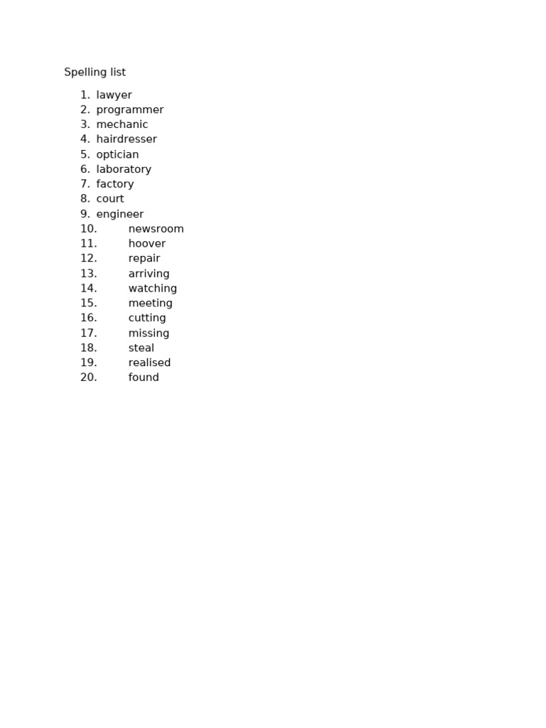 Vocabulary List for Professionals | PDF