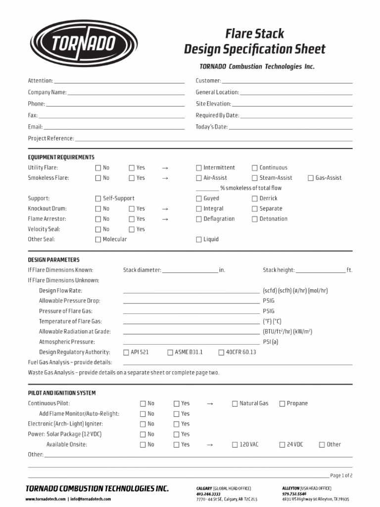 Spec Sheet-Flare Stack Design (1) | PDF