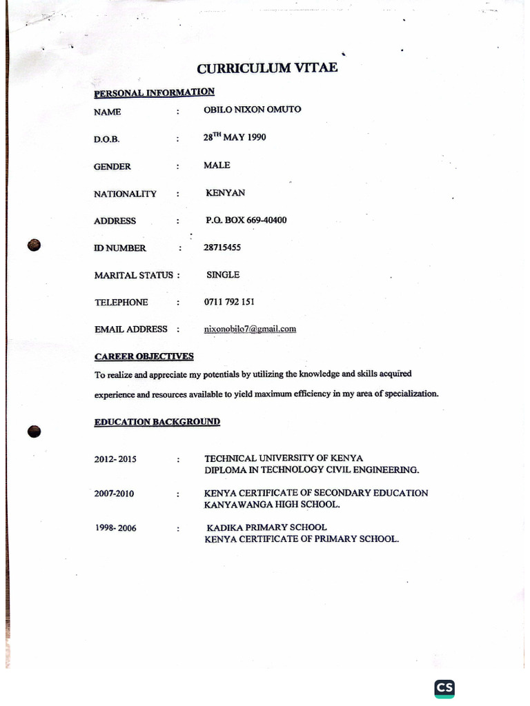 Obillo CV | PDF